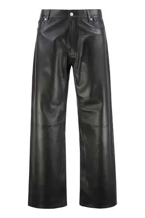 EZR Panelled Faux Leather Trousers - Black