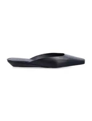LOULOU Diane Calf Leather Mule Flats - Black