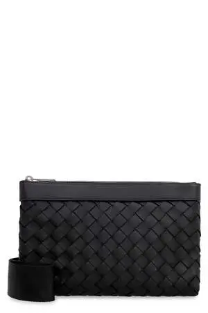 Bottega Veneta Intrecciato Messenger Bag - Black