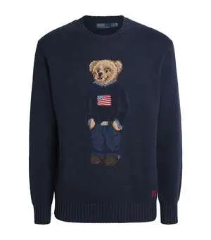 Polo Ralph Lauren Cotton-linen Polo Bear Sweater - Navy