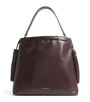 Etro Leather Tassel Shoulder Bag - Brown