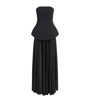 Solace London Peplum Oriana Maxi Dress - Black