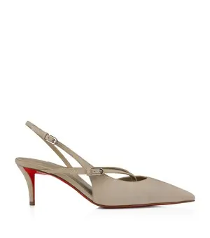 CHRISTIAN LOUBOUTIN Twistissimo Nubuck Leather Slingback Pumps 60 - Beige
