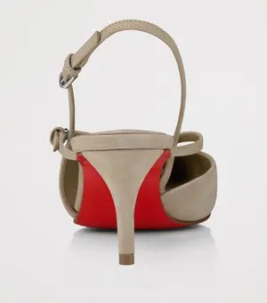 CHRISTIAN LOUBOUTIN Twistissimo Nubuck Leather Slingback Pumps 60 - Beige