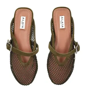 Alaïa Suede Fishnet Mules