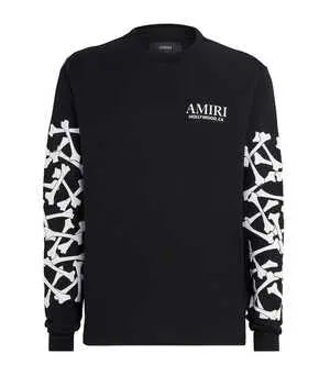 Amiri Cotton Stacked Bones Long-sleeve T-shirt - Black