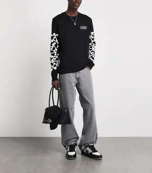 Amiri Cotton Stacked Bones Long-sleeve T-shirt - Black