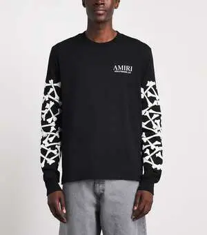Amiri Cotton Stacked Bones Long-sleeve T-shirt - Black