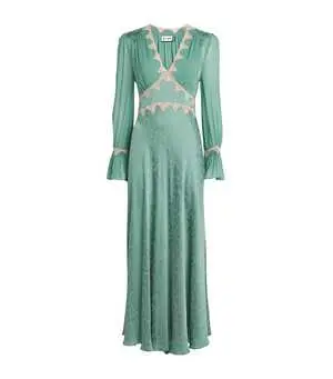 Rixo Floral Jacquard Arlena Midi Dress - Green
