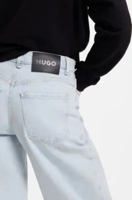 Hugo High-rise Barrel-leg Jeans In Soft Cotton