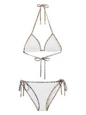 Burberry Triangle Bikini With Checked Trim - Multicolor