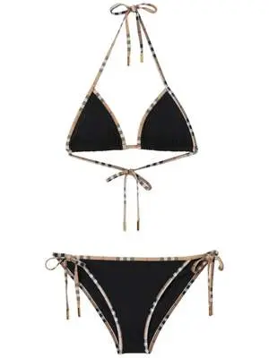 Burberry Halterneck Bikini Set With Signature Check Trim - Multicolor