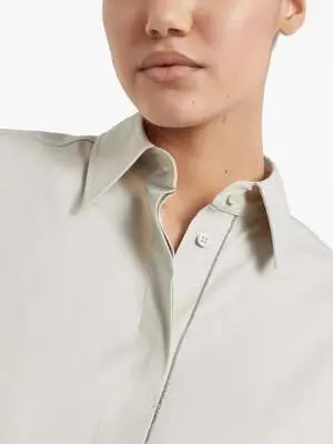 Brunello Cucinelli Cotton Blouse With Monili Trim