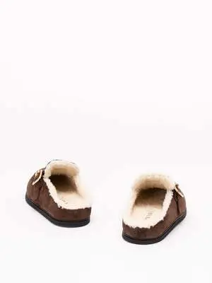 Prada Suede And Shearling Mules
