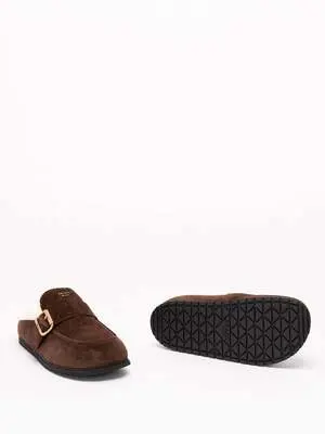 Prada Suede And Shearling Mules