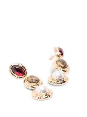 SELF-PORTRAIT Multi Tiered Stone And Pearl Earrings - Multicolor