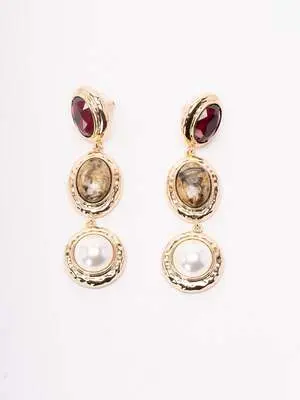 SELF-PORTRAIT Multi Tiered Stone And Pearl Earrings