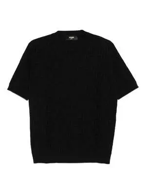Fendi Short Sleeve Ff Logo Knit Sweater - Multicolor
