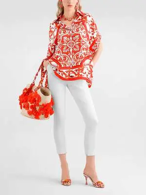Dolce & Gabbana Maiolica Print Silk Shirt