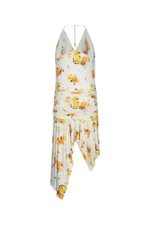 Acne Studios Floral Print Draped Halter Dress