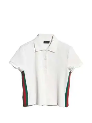 Gucci Ribbed Polo Shirt With Web Stripe Detail - Multicolor