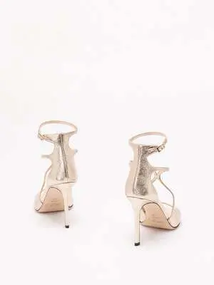 JIMMY CHOO Azia 95 Metallic Leather Sandals - Multicolor