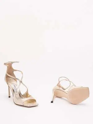 JIMMY CHOO Azia 95 Metallic Leather Sandals - Multicolor