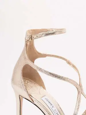 JIMMY CHOO Azia 95 Metallic Leather Sandals - Multicolor