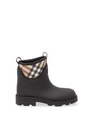 Burberry Burberry Checked Trim Rain Boots Multicolor