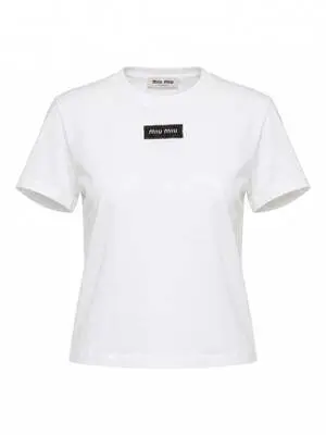 Miu Miu Jersey T-shirt With Logo Detail - Multicolor