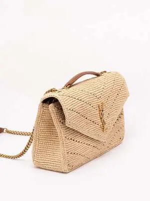 Saint Laurent Loulou` Medium Raffia Bag