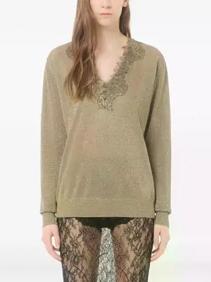 Valentino Garavani Lurex Sweater With Lace Trim