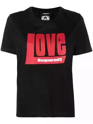 Dsquared2 Cotton T-shirt With Love Motif - Black