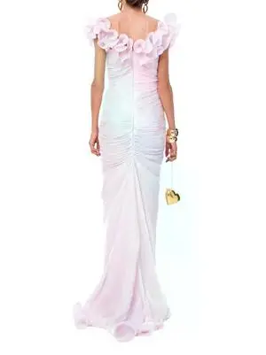 ANA RADU Off-the-shoulder Ruffled Ruched Floor-length Gown