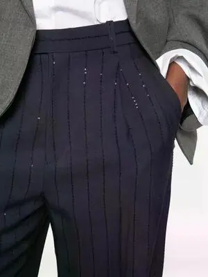 Sandro Sequin-embellished Striped Trousers