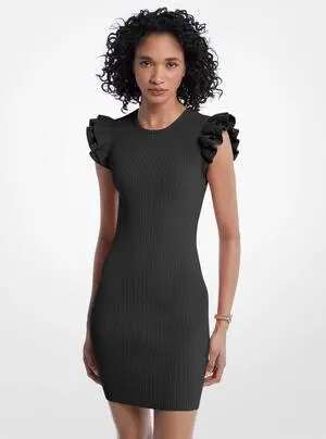 Michael Kors Ruffled Stretch Viscose Mini Dress