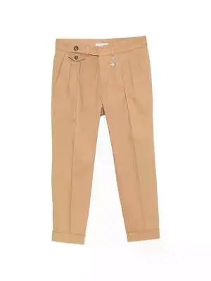 MANUEL RITZ Pleated Turn-up Trousers With Star Detail - Neutrals