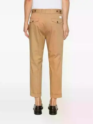 MANUEL RITZ Pleated Turn-up Trousers With Star Detail - Neutrals