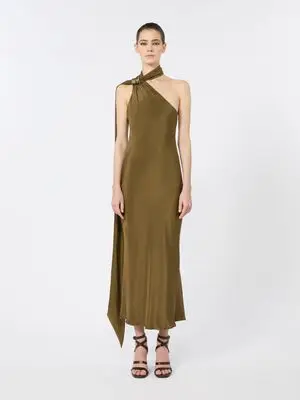 Max Mara Silk Crepe De Chine One-shoulder Dress
