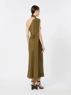 Max Mara Silk Crepe De Chine One-shoulder Dress
