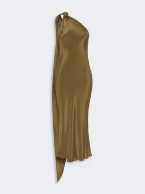 Max Mara Silk Crepe De Chine One-shoulder Dress