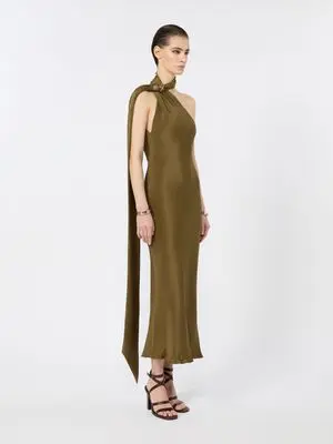 Max Mara Silk Crepe De Chine One-shoulder Dress