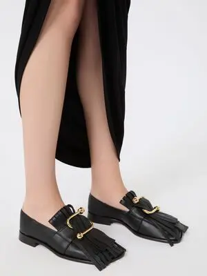 Max Mara Fringed Nappa Leather Moccasins