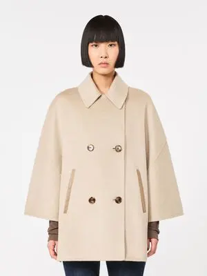 Max Mara Double-breasted Cape In Zibeline Cashmere