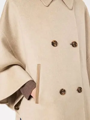 Max Mara Double-breasted Cape In Zibeline Cashmere