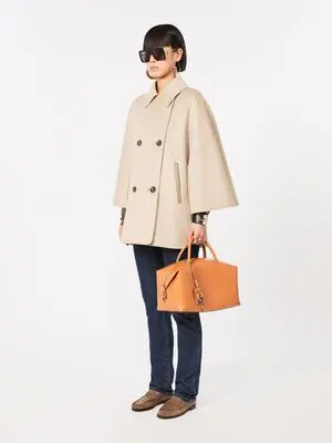 Max Mara Double-breasted Cape In Zibeline Cashmere