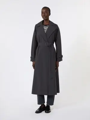 Max Mara Long Water-repellent Technical Canvas Trench Coat