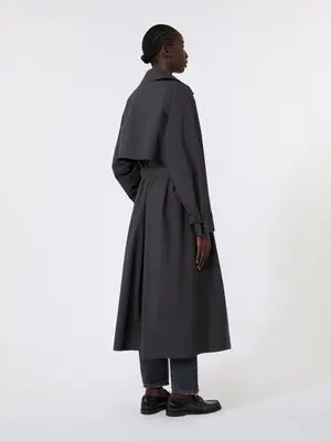Max Mara Long Water-repellent Technical Canvas Trench Coat