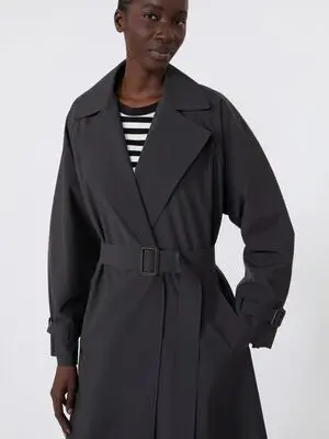 Max Mara Long Water-repellent Technical Canvas Trench Coat