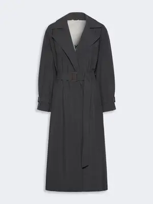Max Mara Long Water-repellent Technical Canvas Trench Coat